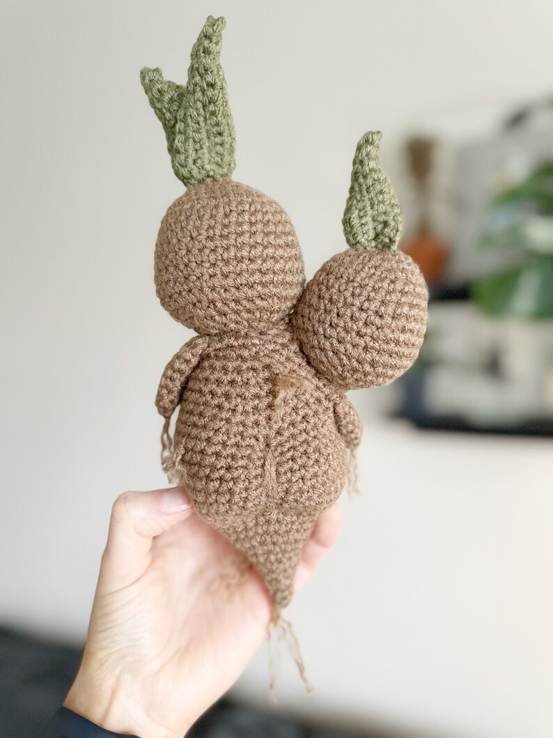 Medium Crochet Baby Root, Crochet Mandrake, Faux Plant, Crocheted Faux ...