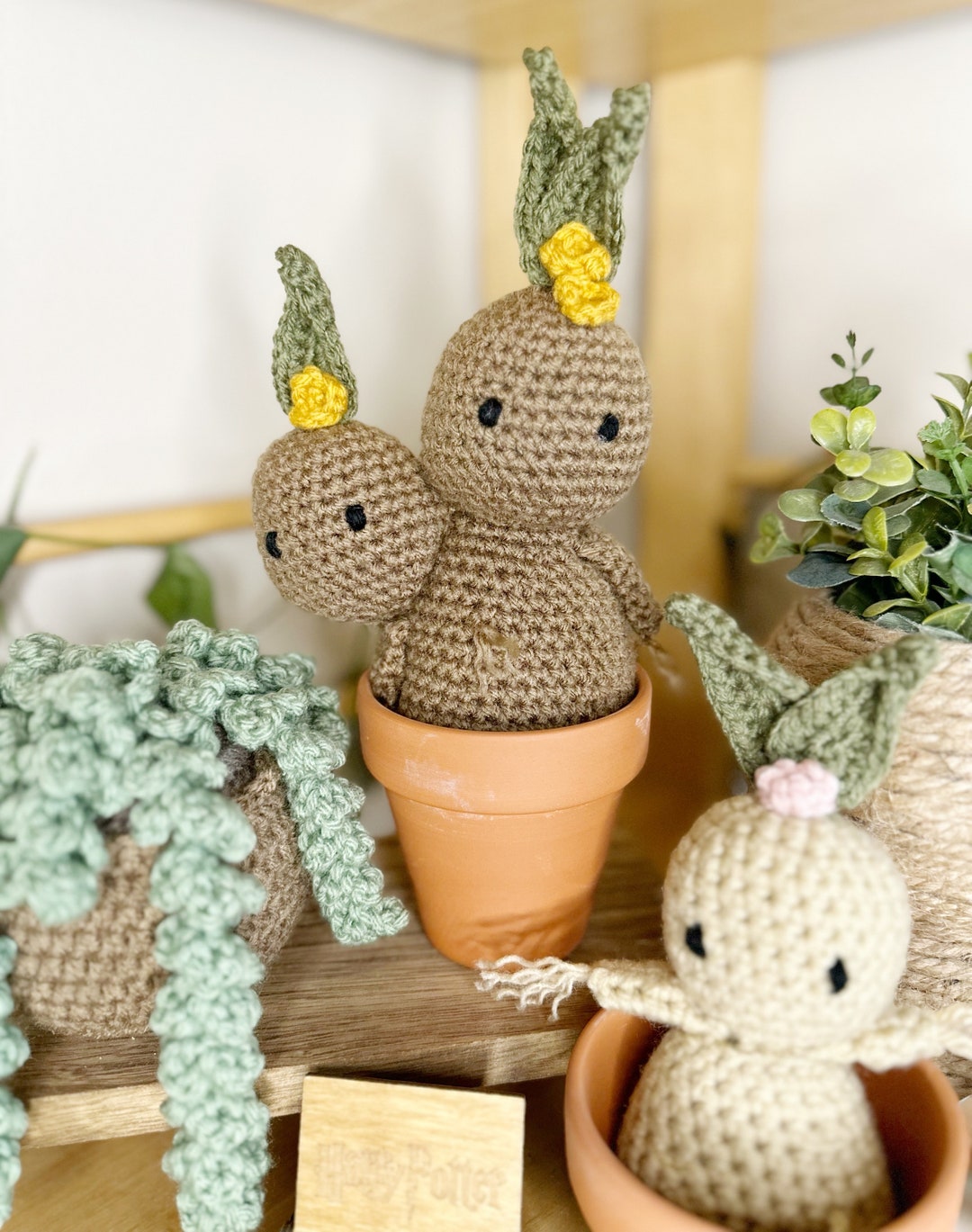 Medium Crochet Baby Root, Crochet Mandrake, Faux Plant, Crocheted Faux ...