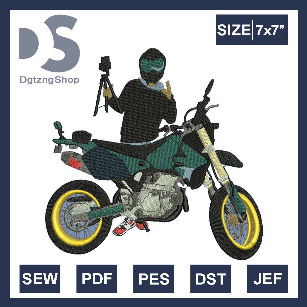 Motocross Rider Machine Embroidery Design. Dirt Bike Embroidery Pattern ...