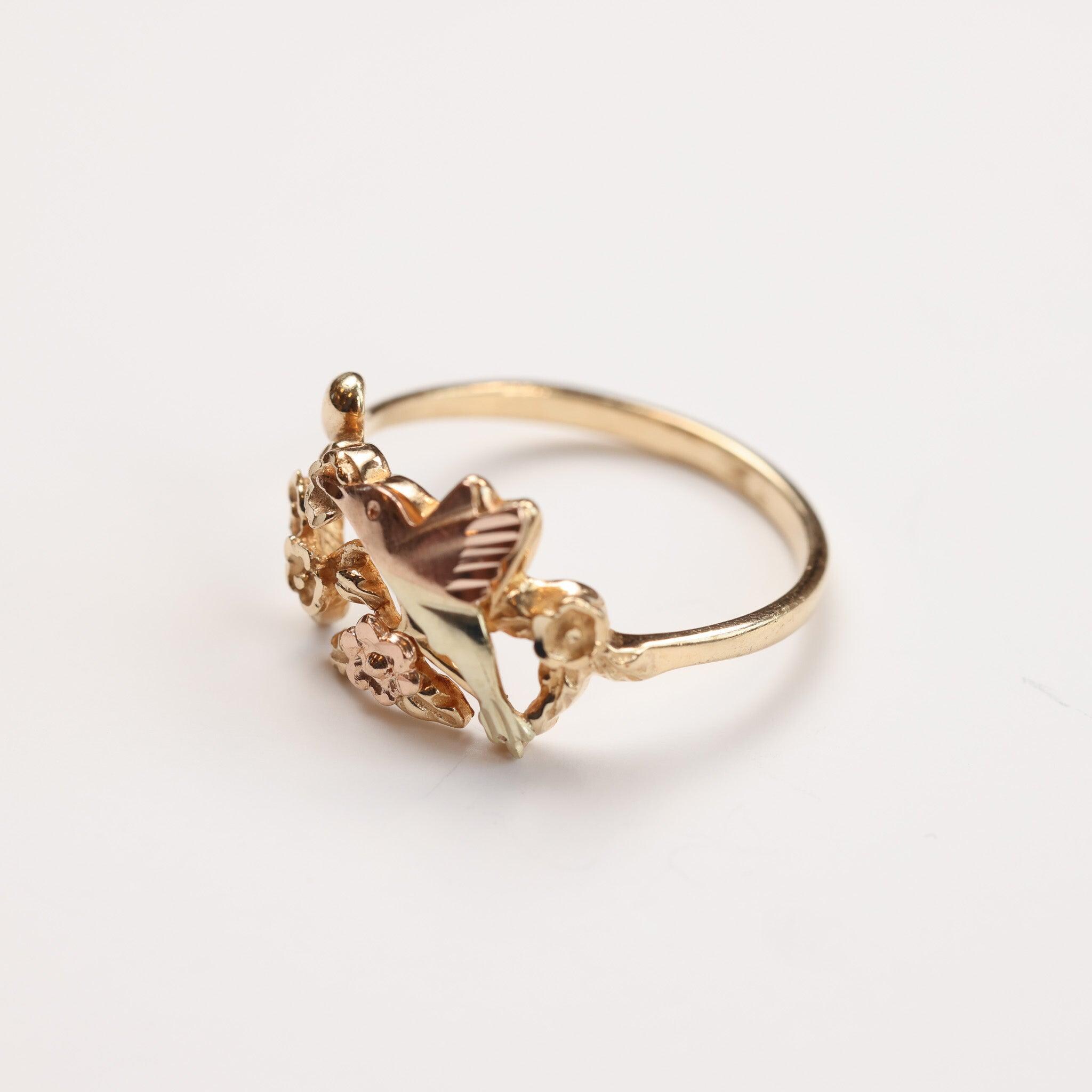 10 Karat Yellow and Rose Gold Hummingbird Ring Size 9 - Etsy