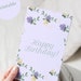 Purple Floral Printable Birthday Card Greeting Card Happy Birthday Card ...