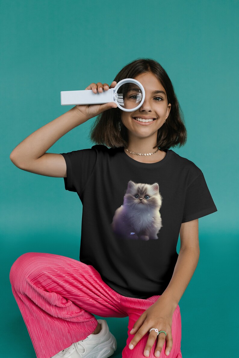 Whimsical Cute Cat Digital Art Print, Printable Wall Art Design, Kawaii ...