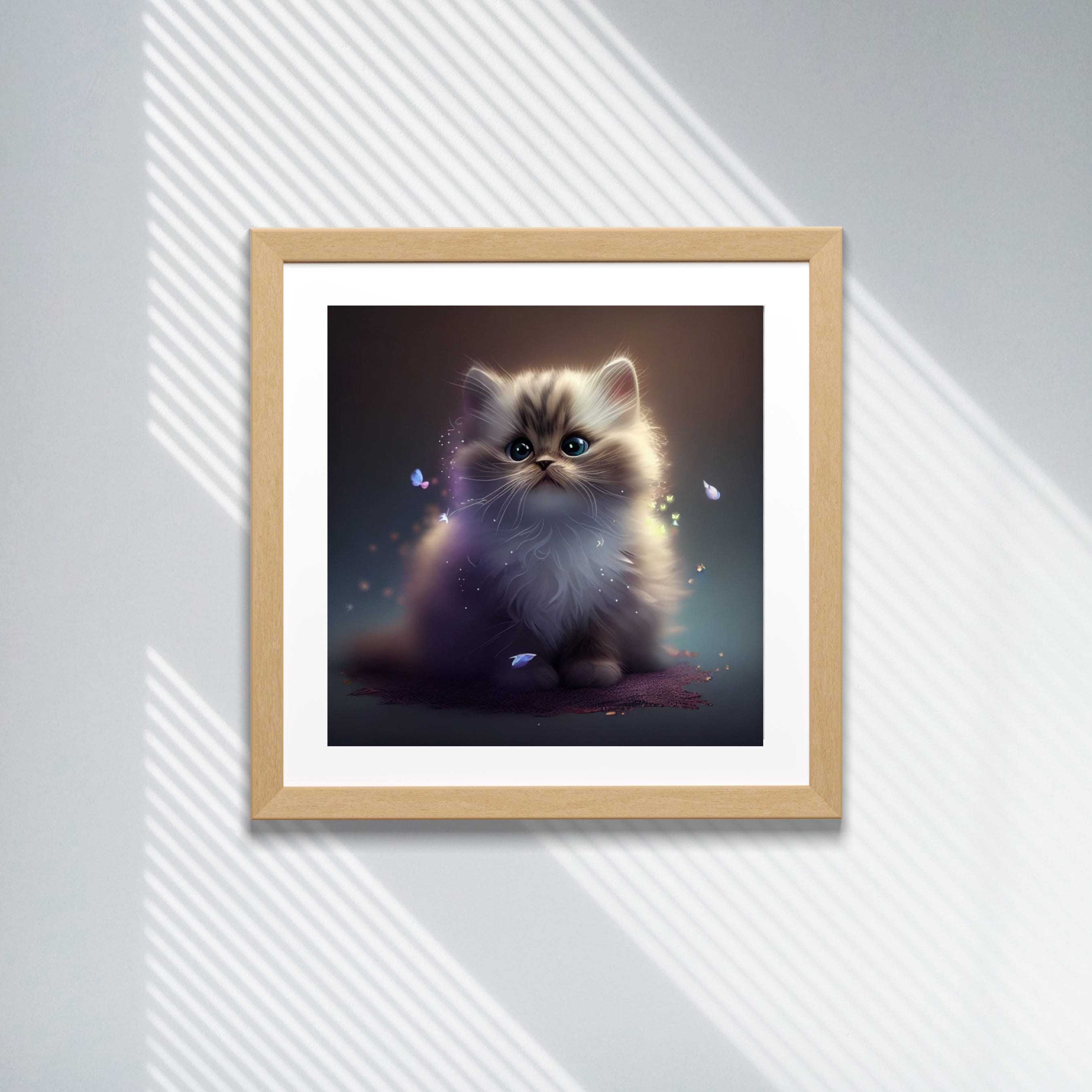 Whimsical Cute Cat Digital Art Print, Printable Wall Art Design, Kawaii ...