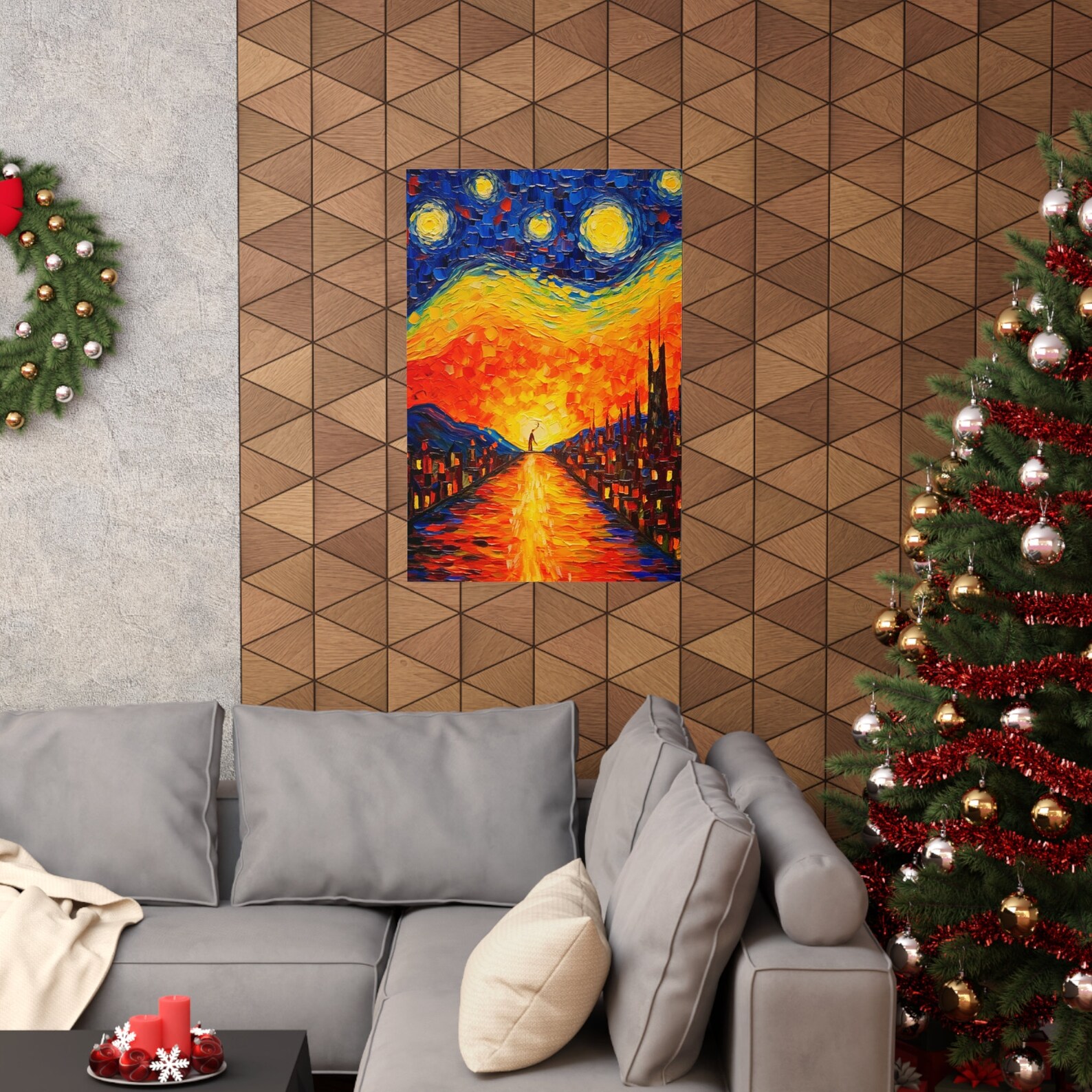 The Fiery Night Poster, a Modern Twist on the Starry Night by Vincent ...
