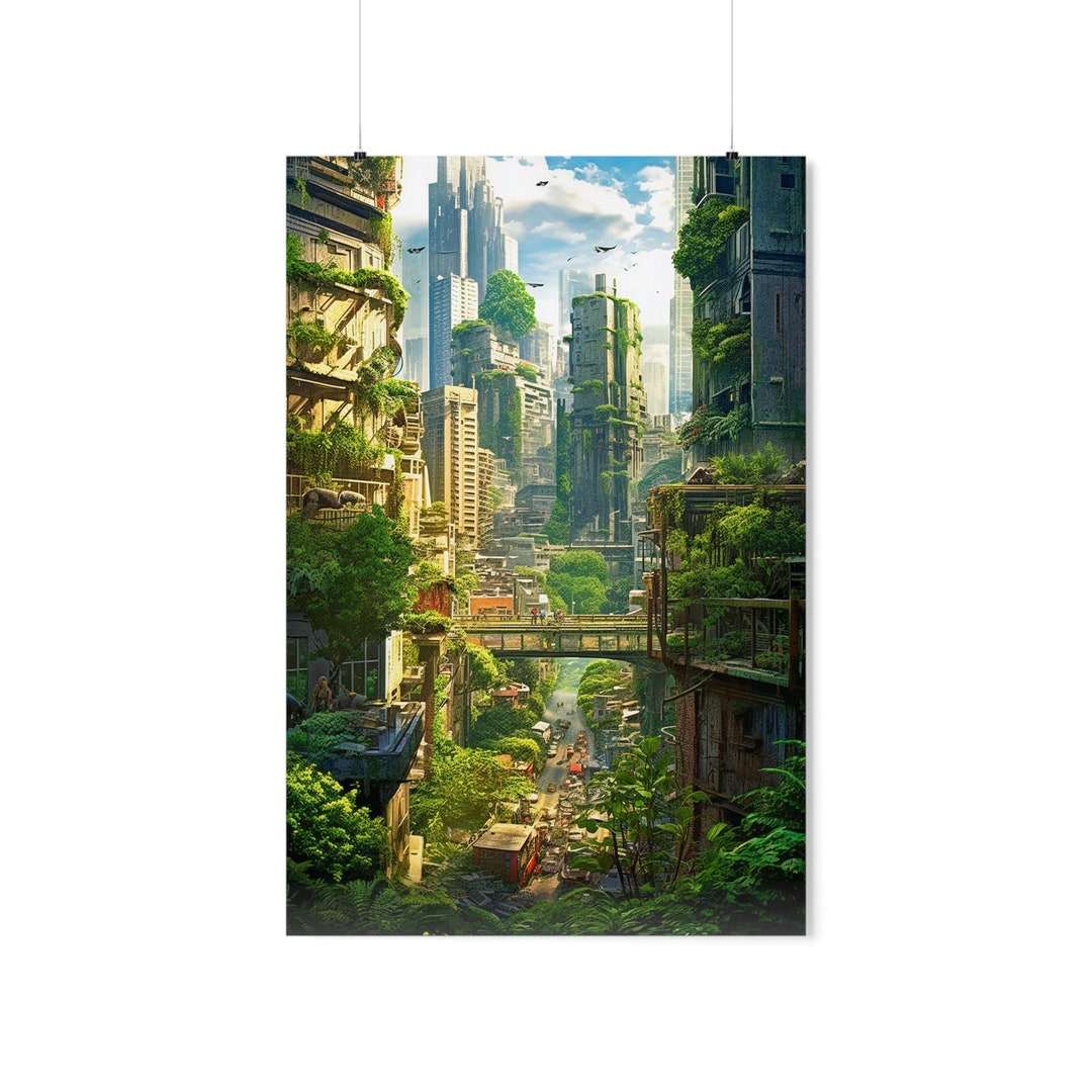 Jungle Metropolis Poster, Post Apocalyptic - Etsy