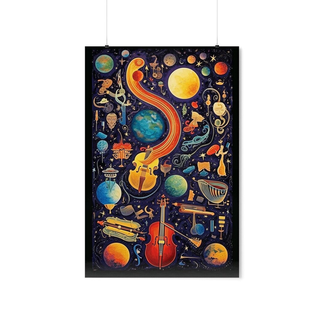 Music of the Universe Poster, Violin Instruments and Planets - Etsy