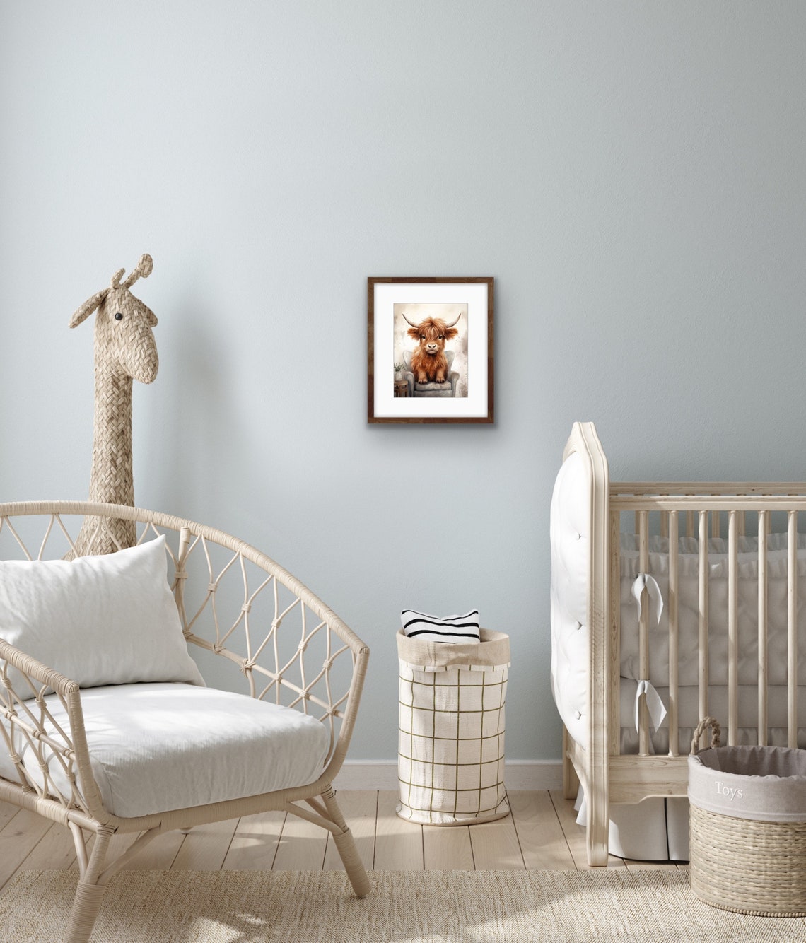 Watercolor Highland Cow Nursery JPEG, Highland Cow Nursery, Baby ...