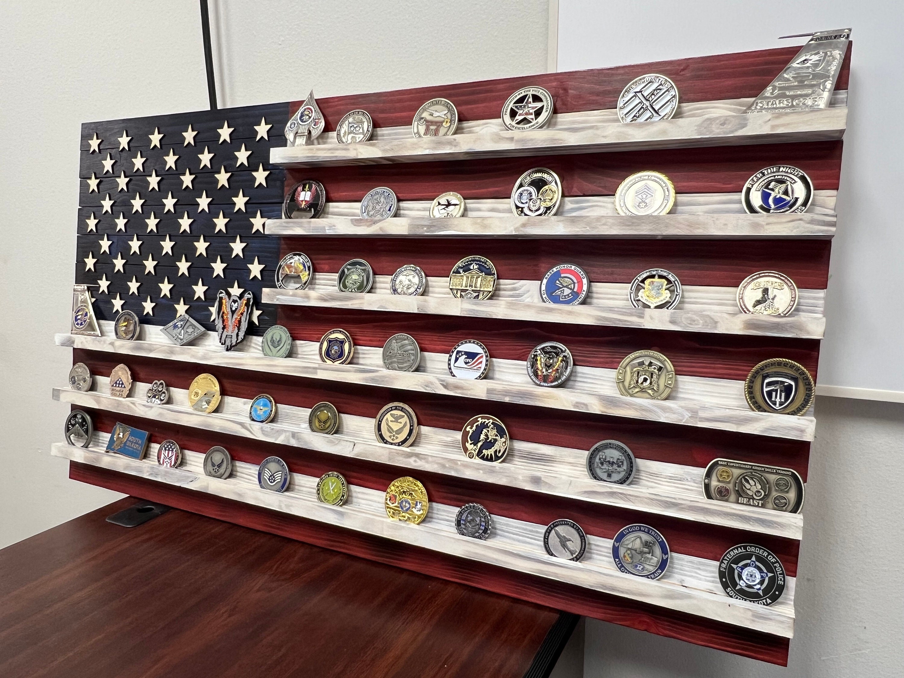 Large 36x19 Challenge Coin Rack Flag. Challenge Coin Display - Etsy