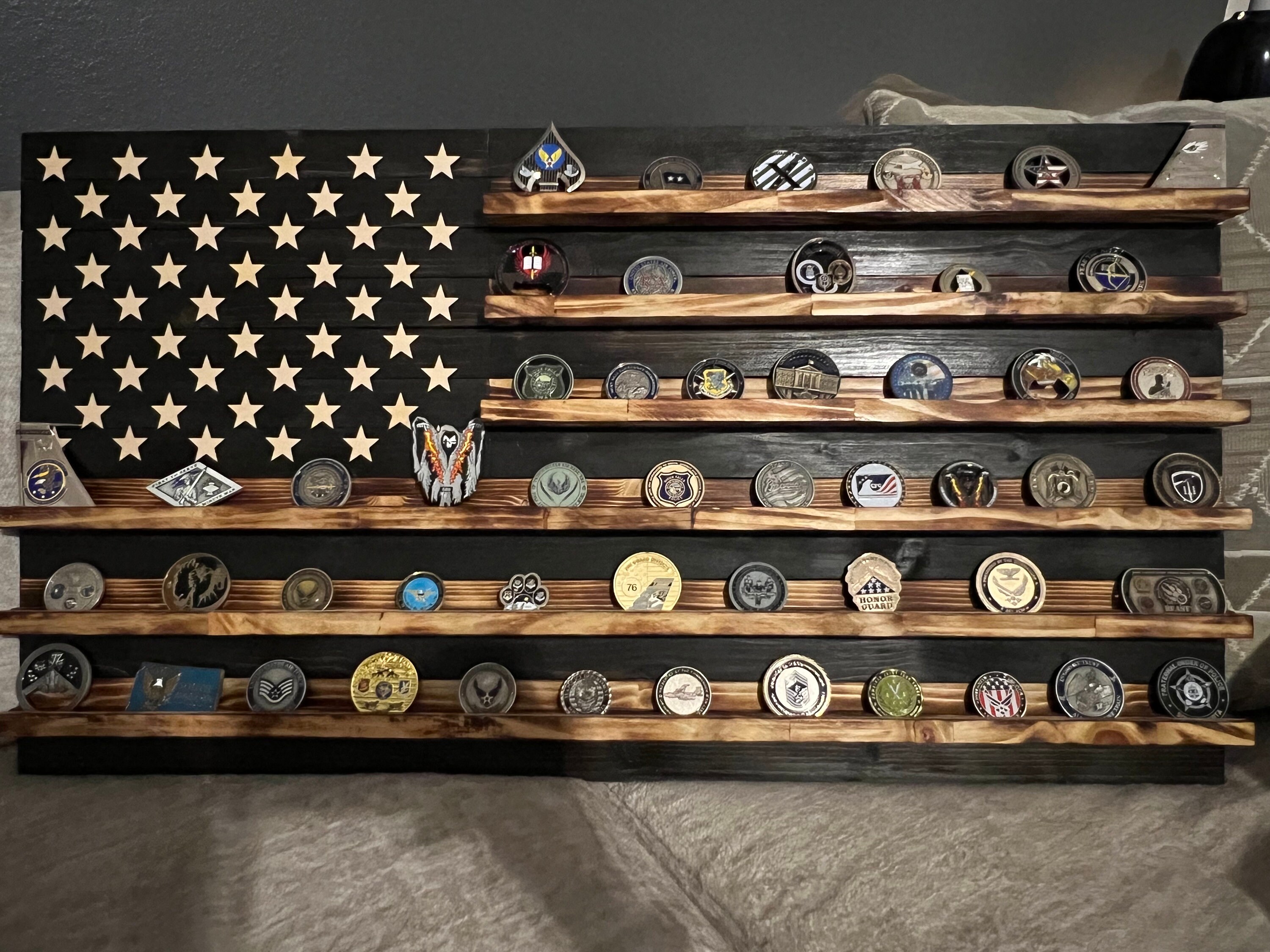 Large 36x19 Challenge Coin Rack Flag. Challenge Coin Display - Etsy