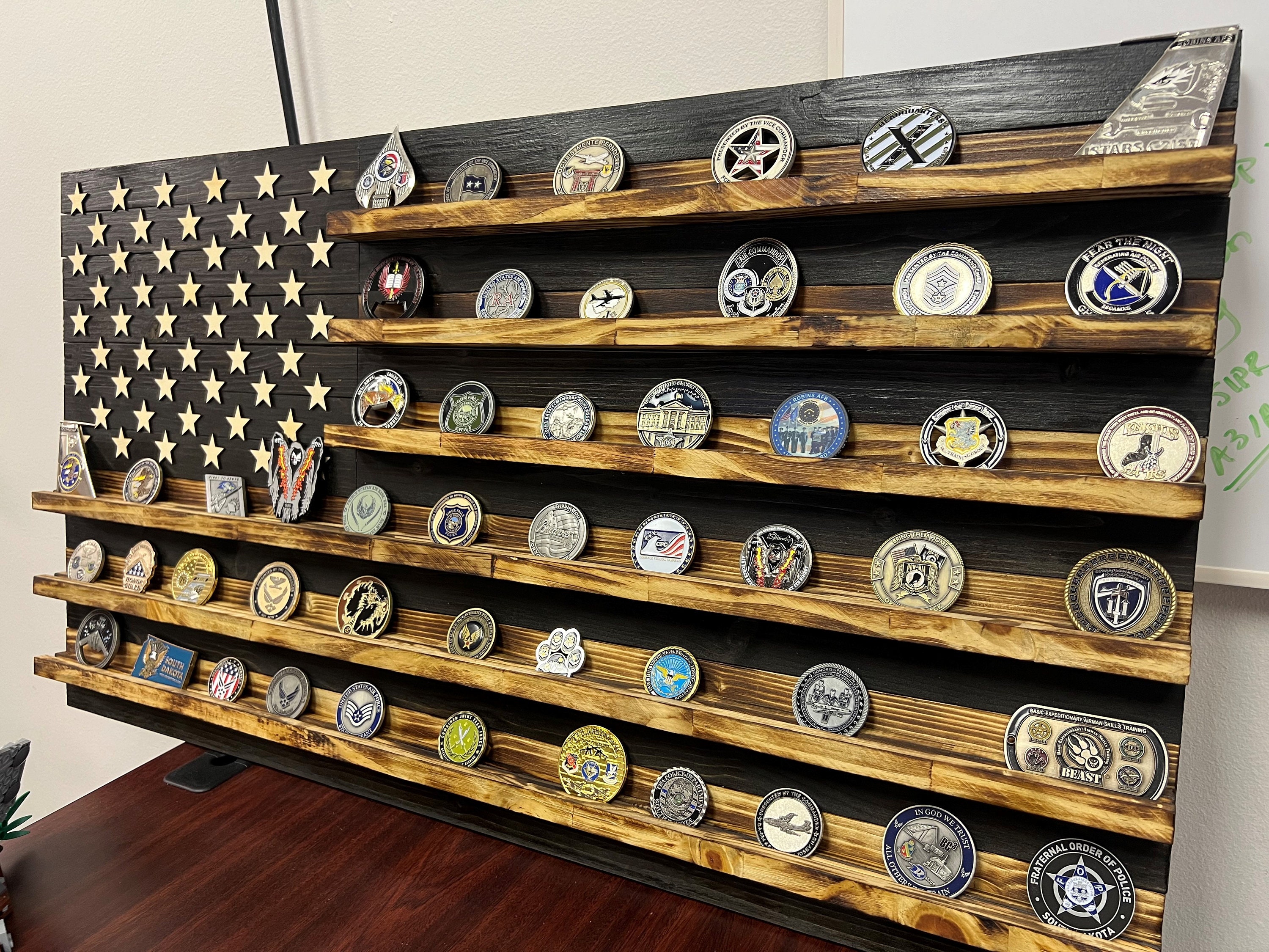 Large 36x19 Challenge Coin Rack Flag. Challenge Coin Display - Etsy