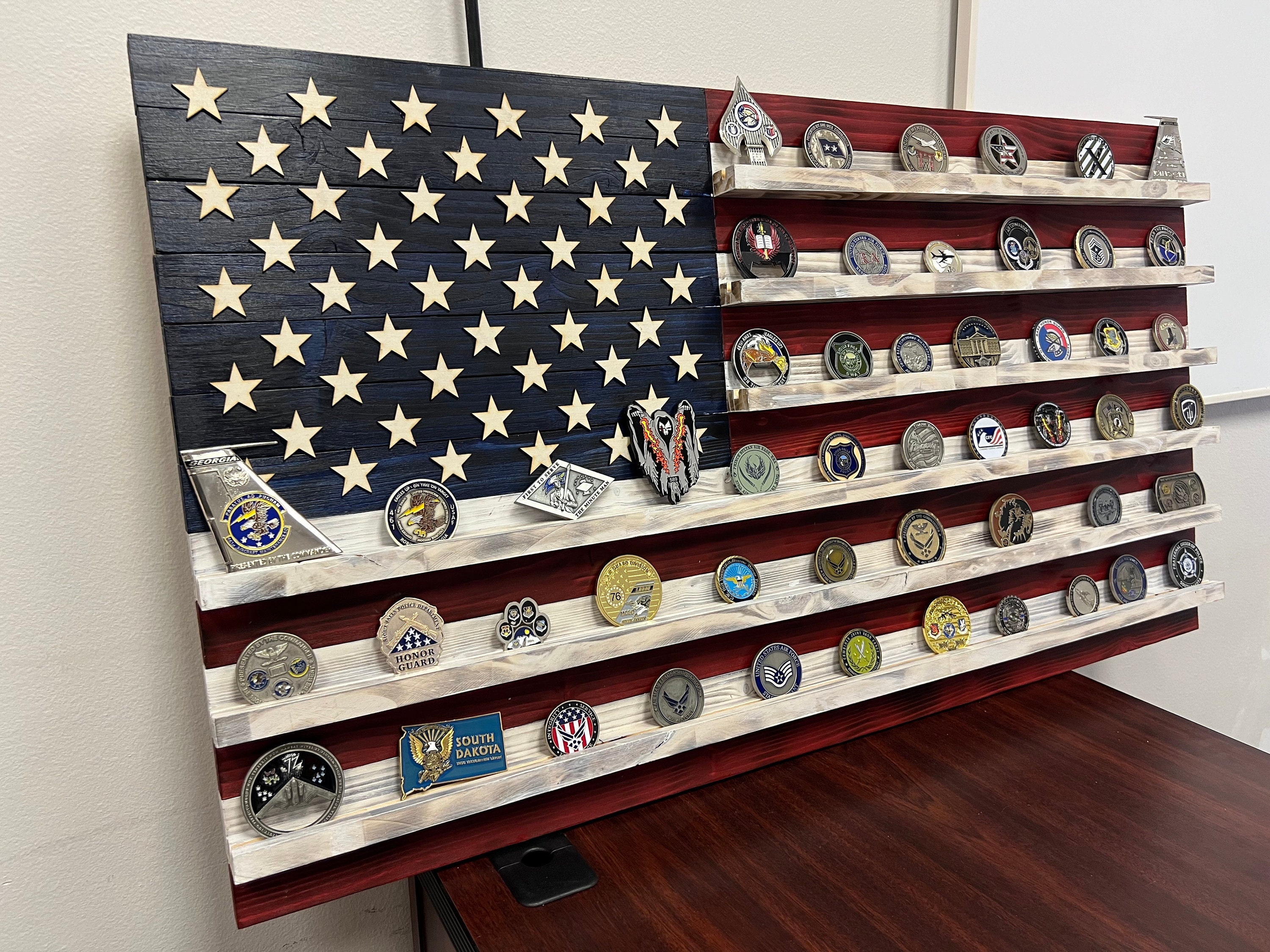 Large 36x19 Challenge Coin Rack Flag. Challenge Coin Display - Etsy