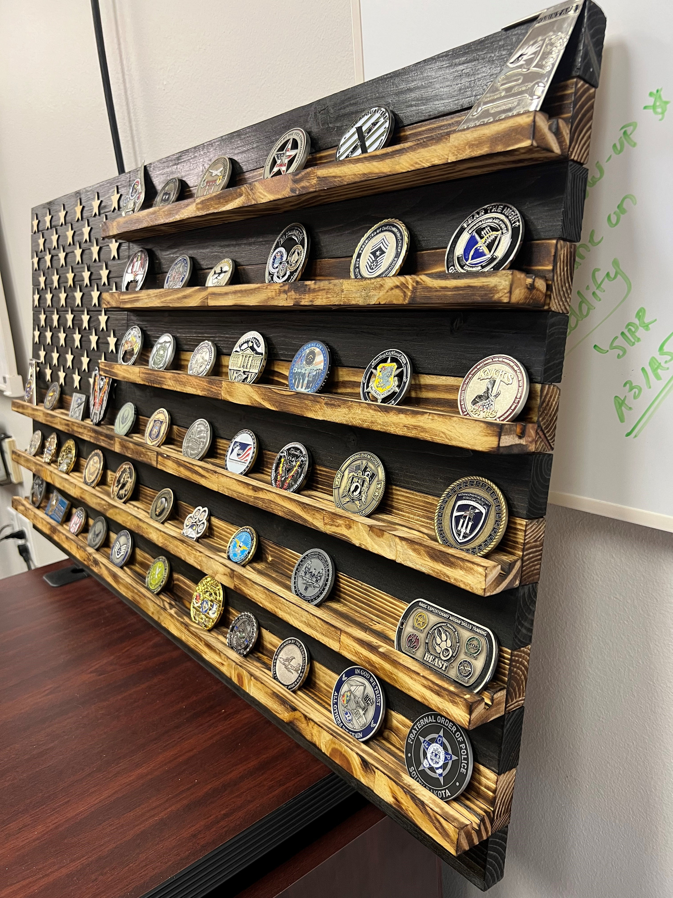 Large 36x19 Challenge Coin Rack Flag. Challenge Coin Display - Etsy