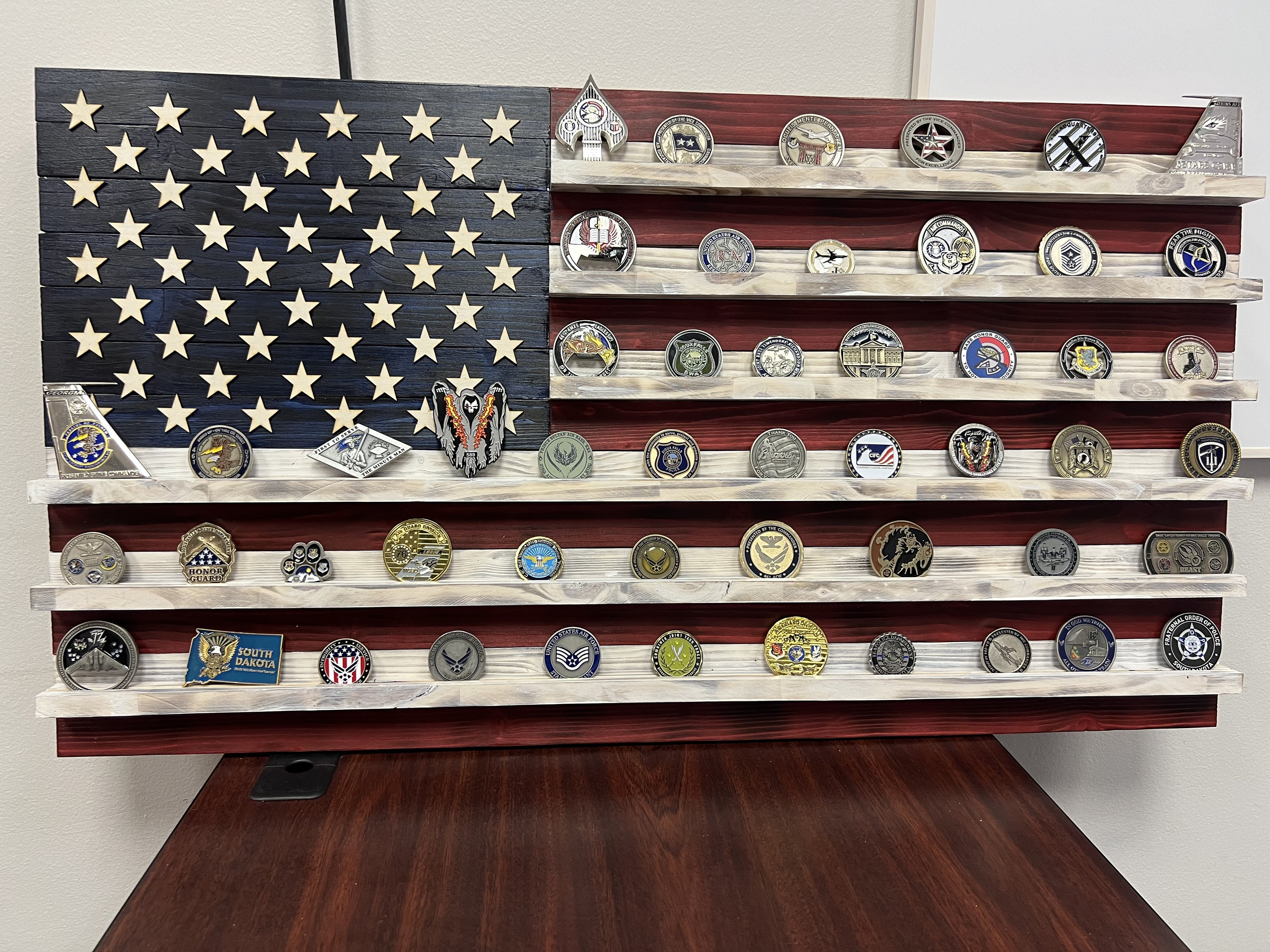 Large 36x19 Challenge Coin Rack Flag. Challenge Coin Display - Etsy
