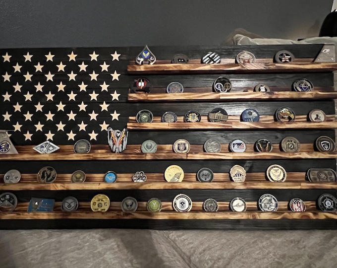 Large 36x19 Challenge Coin Rack Flag. Challenge Coin Display - Etsy
