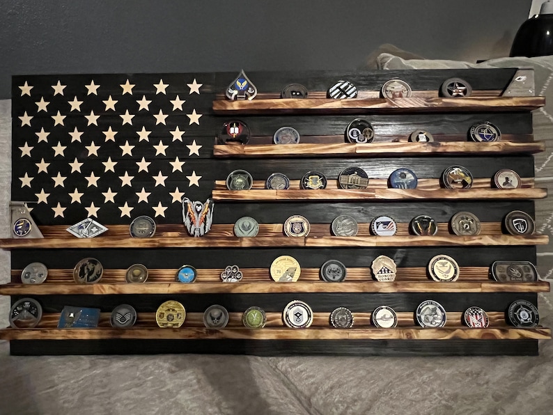Large 36x19 Challenge Coin Rack Flag. Challenge Coin Display - Etsy