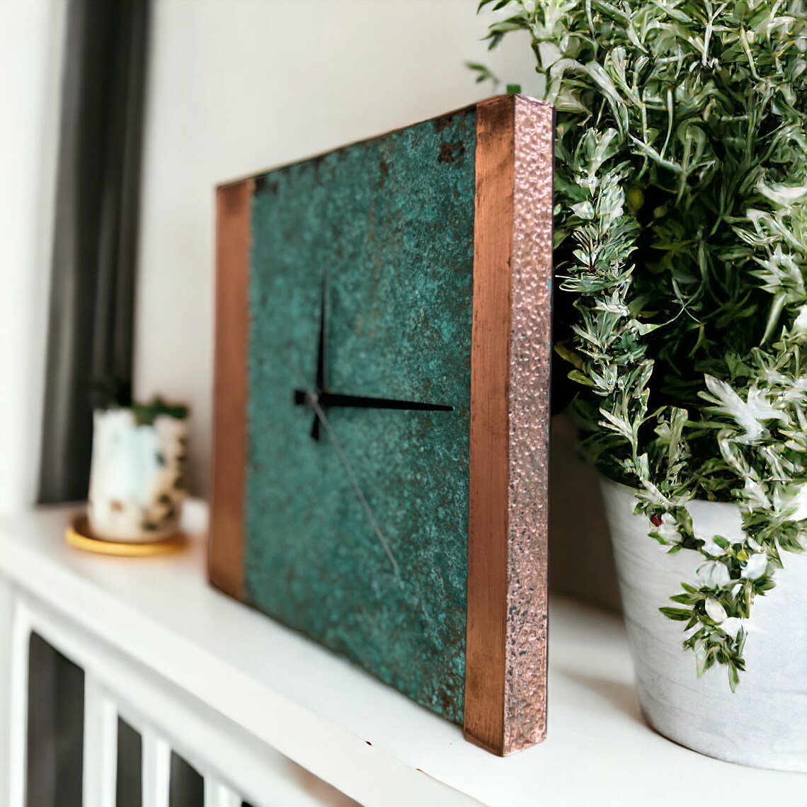 Square Wall Clock-handmade Rusted-copper Patina Wall Clock-oxidized ...