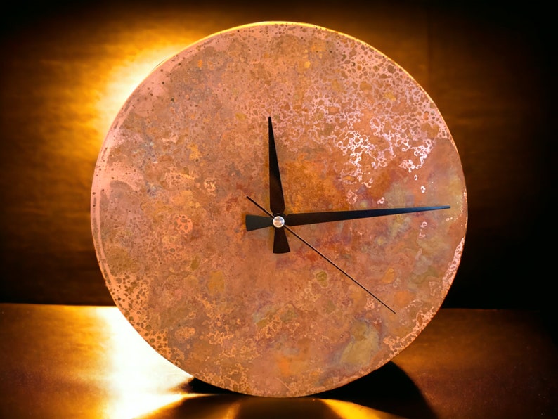 Copper Clock-farmhouse Wall Clock-art Deco Rusty-patina Copper Wall ...
