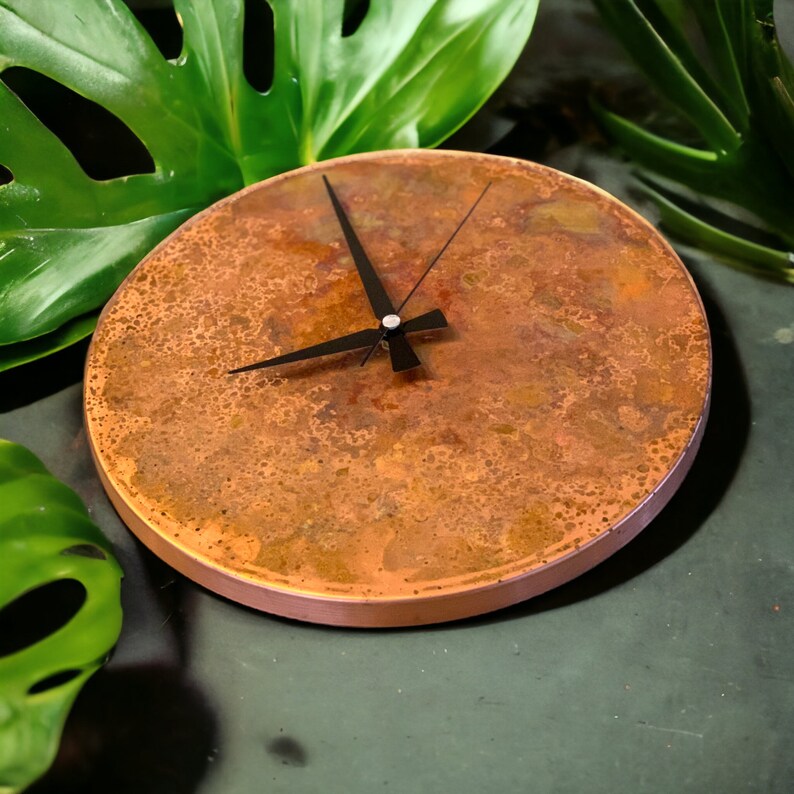 Copper Clock-farmhouse Wall Clock-art Deco Rusty-patina Copper - Etsy