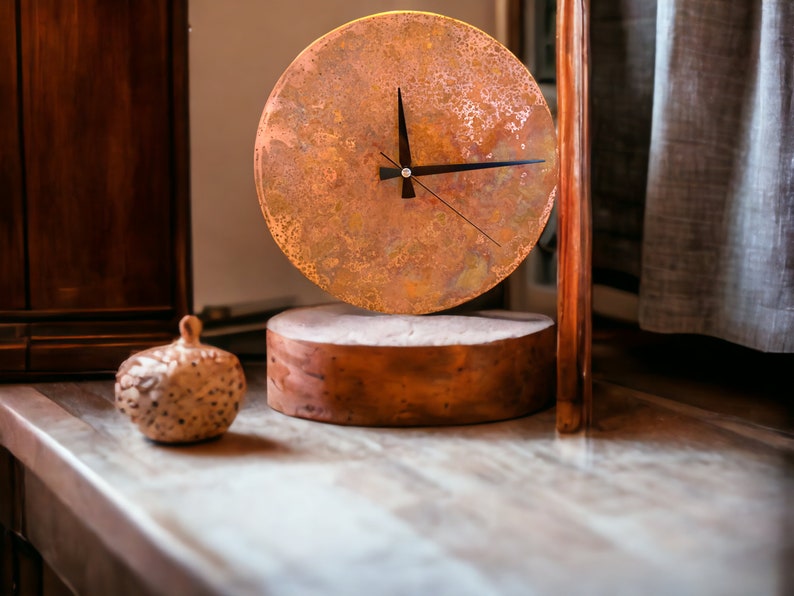 Copper Clock-farmhouse Wall Clock-art Deco Rusty-patina Copper - Etsy