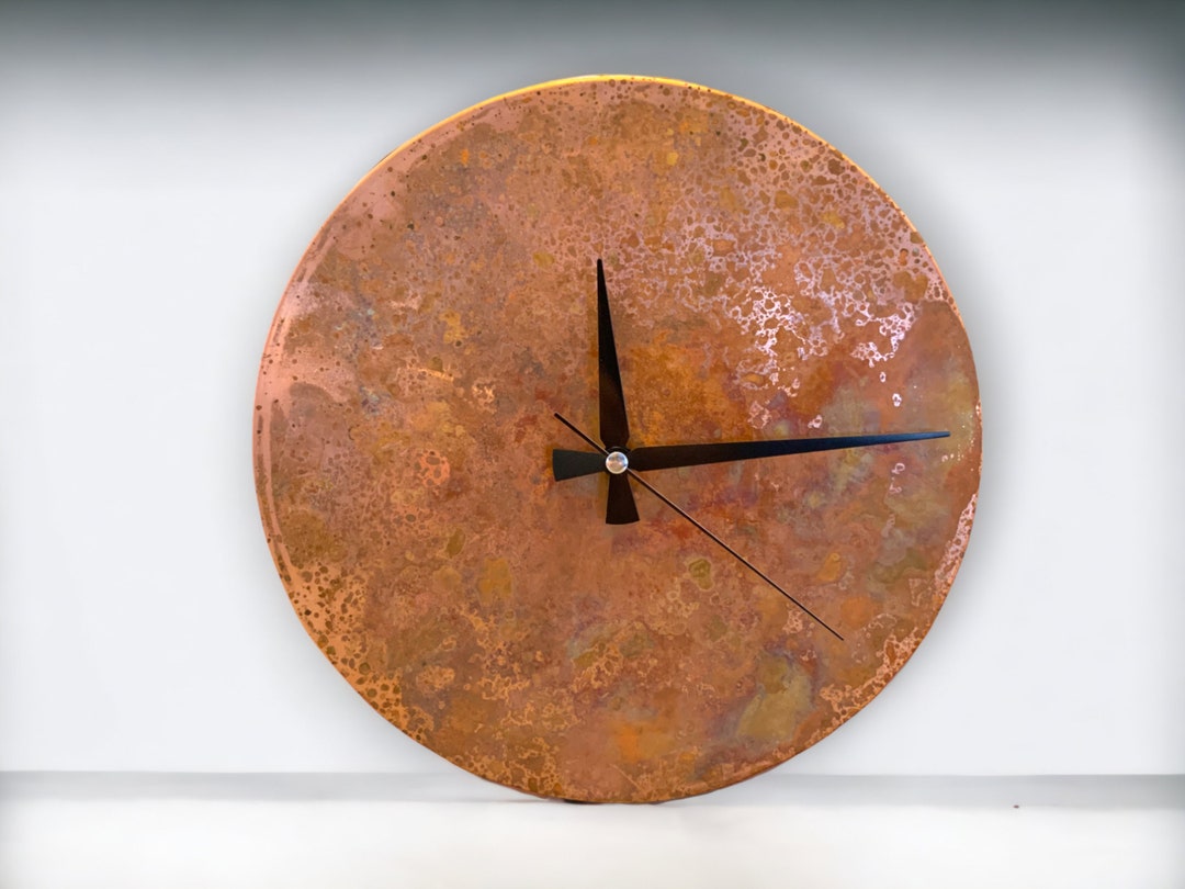 Copper Clock-farmhouse Wall Clock-art Deco Rusty-patina Copper Wall ...