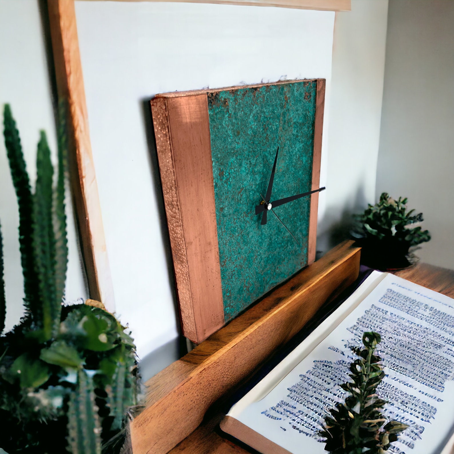 Square Wall Clock-handmade Rusted-copper Patina Wall Clock-oxidized ...