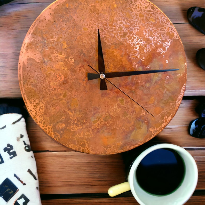 Copper Clock-farmhouse Wall Clock-art Deco Rusty-patina Copper - Etsy