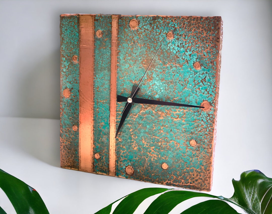 Handmade Rusted-copper Patina Wall Clock-oxidized Copper Wall Clock ...