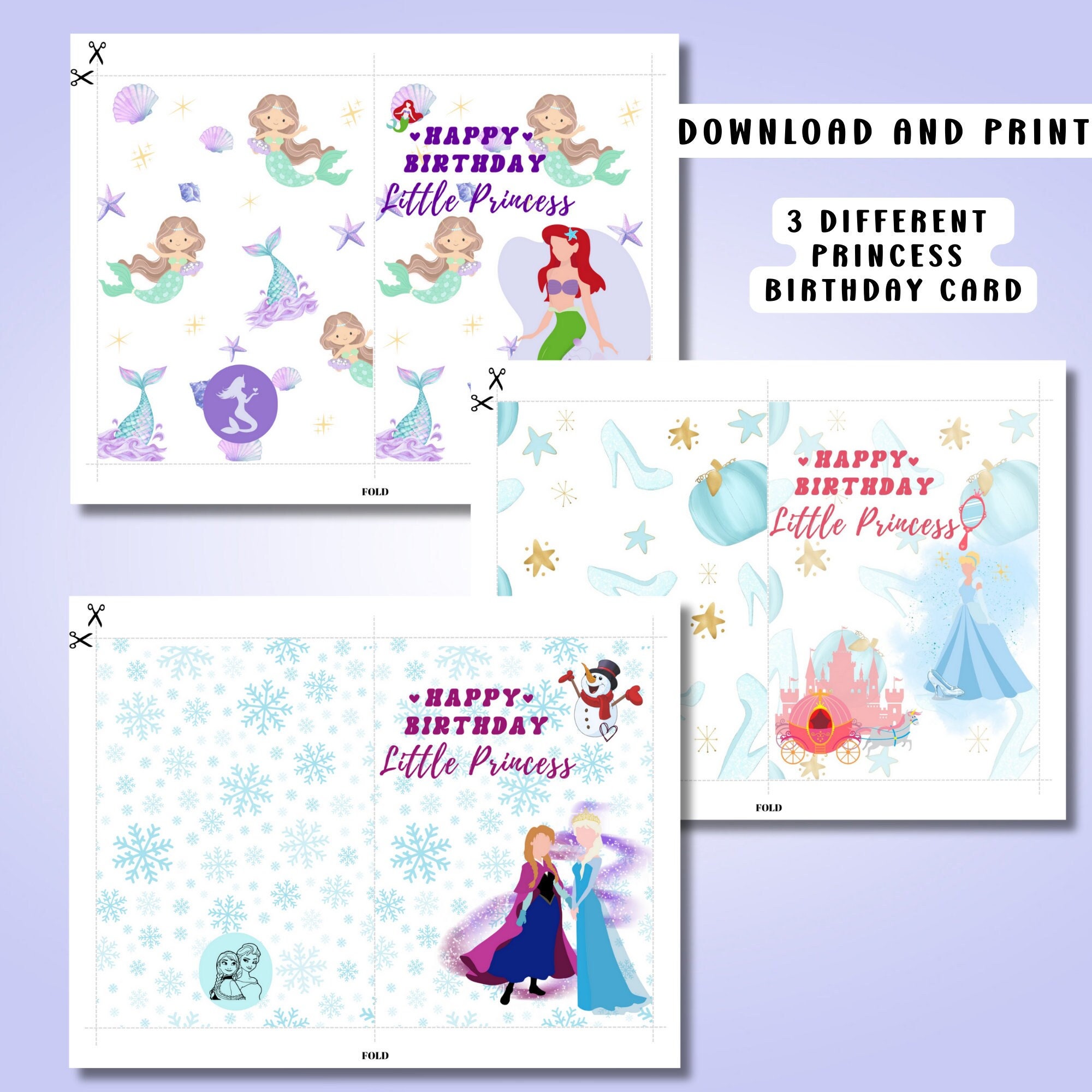 Disney Birthday Card, Princess Birthday Card, Printable Birthday Card ...