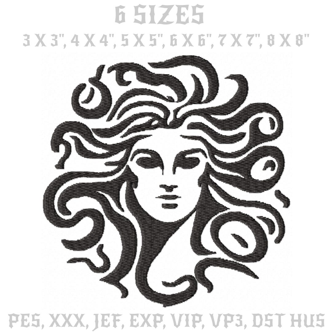 Medusa Embroidery Design, Greek Mythology, Greek God - Etsy