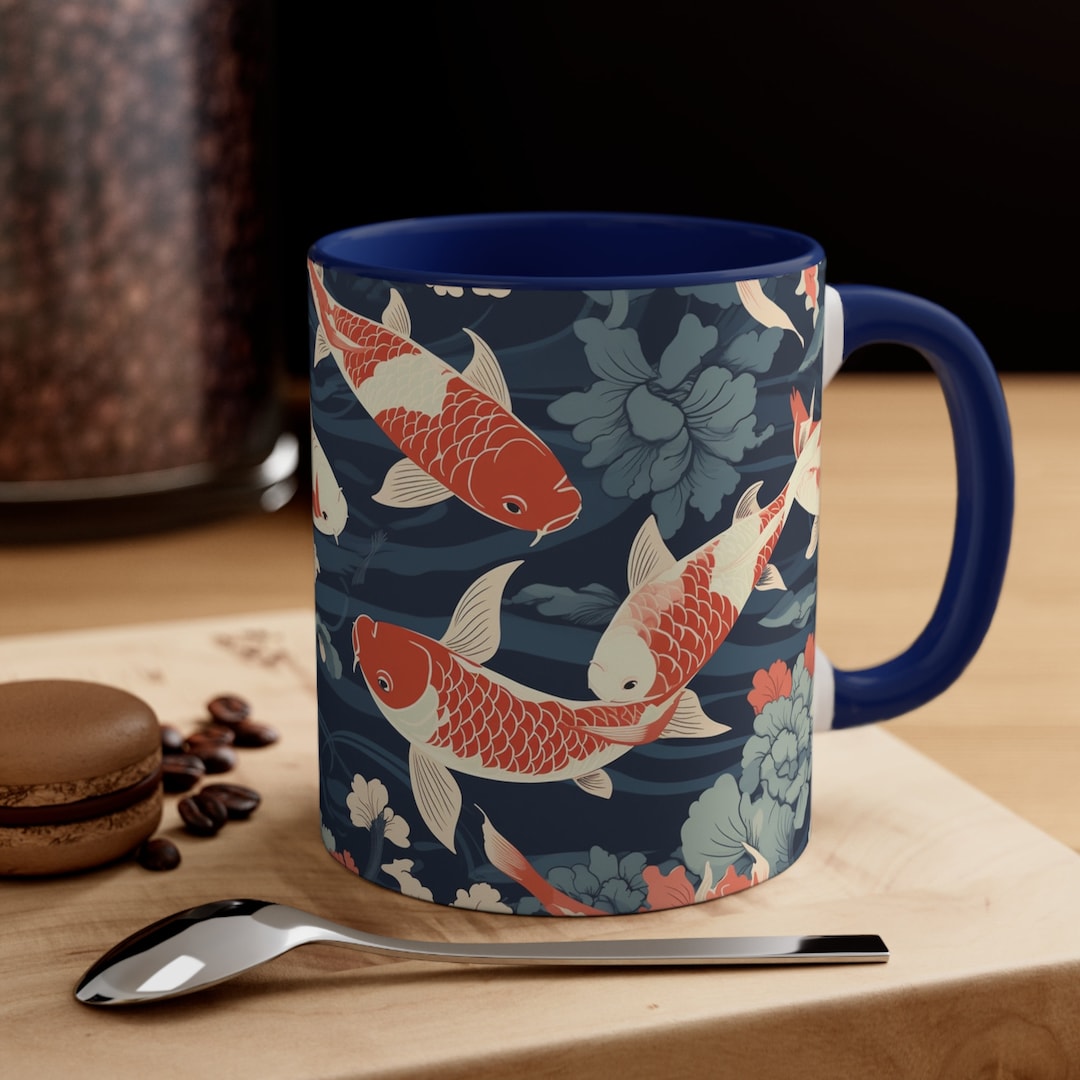 Japanese Koi Fish Coffee Mug, 11oz Ceramic Japan Gift - Etsy