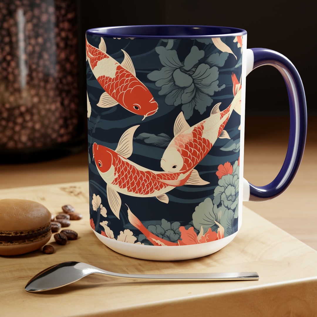 15 Oz. Japanese Style Koi Fish Mug Koi Fish Mug Fish Mug - Etsy