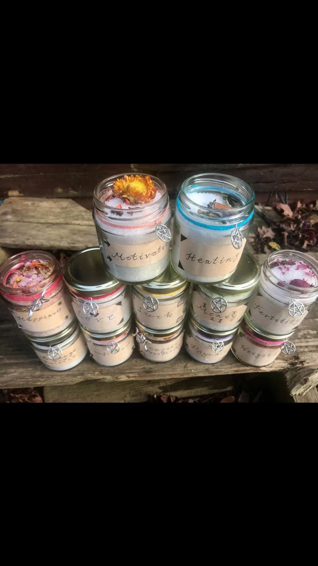 Wiccan Pagan Intention Bath Salt Kits With Handmade Candle and ...
