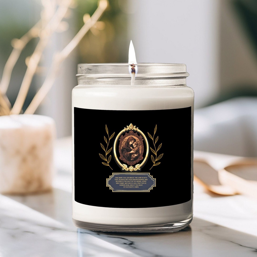 Mary Mother and Baby Jesus Candle Bible Verses Catholic - Etsy