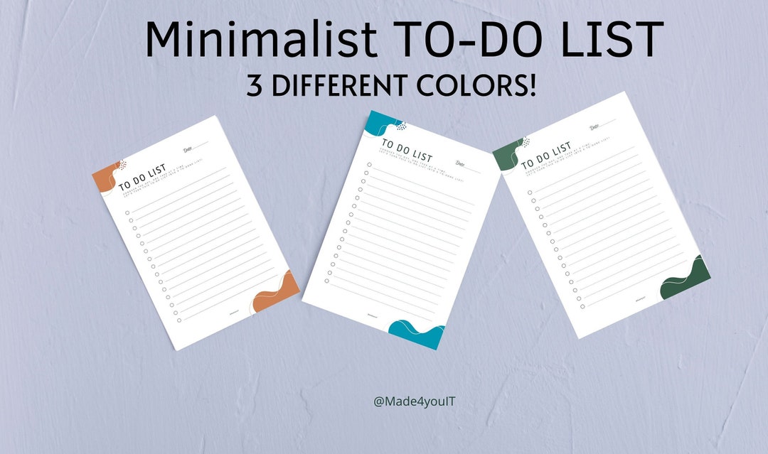 Minimalist, Printable and Boho TO-DO LIST, 3 Different Colors, A4 ...