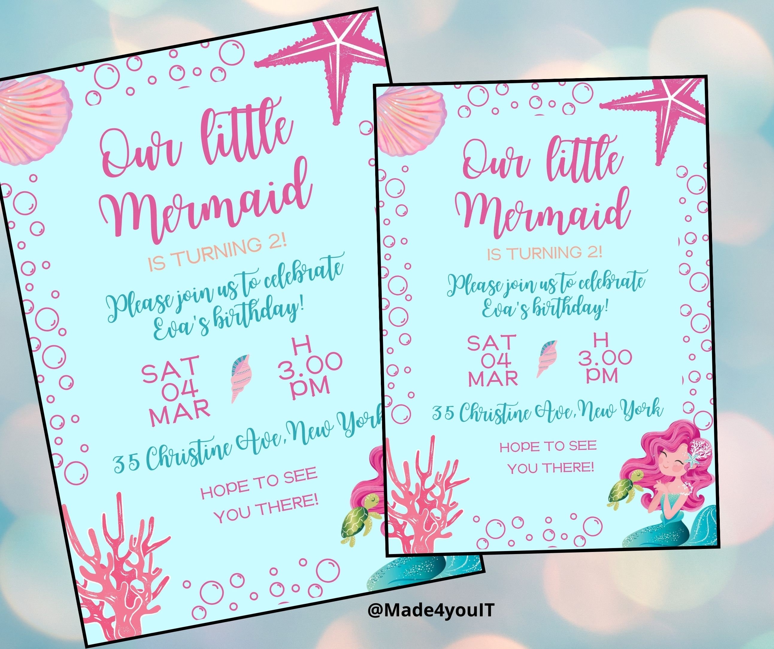 Mermaid Party Invite, Editable Mermaid Birthday Invitation, Mermaid ...