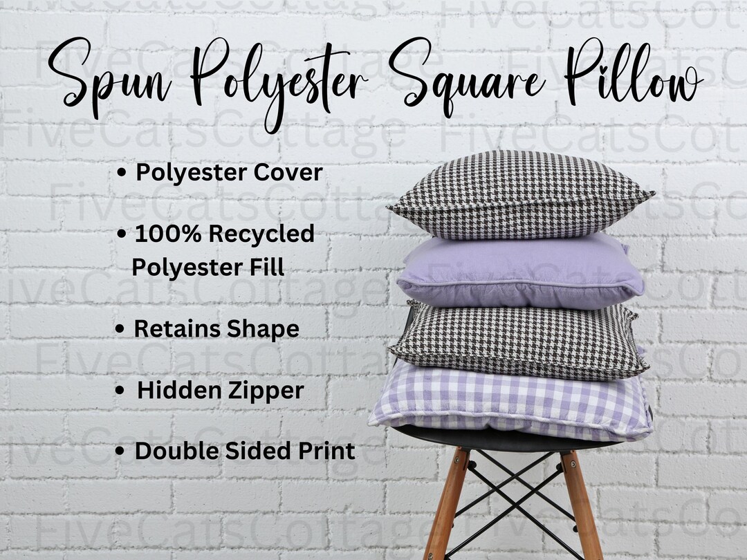 Spun Polyester Square Pillow Mockup, Throw Pillow Info Chart, Square ...