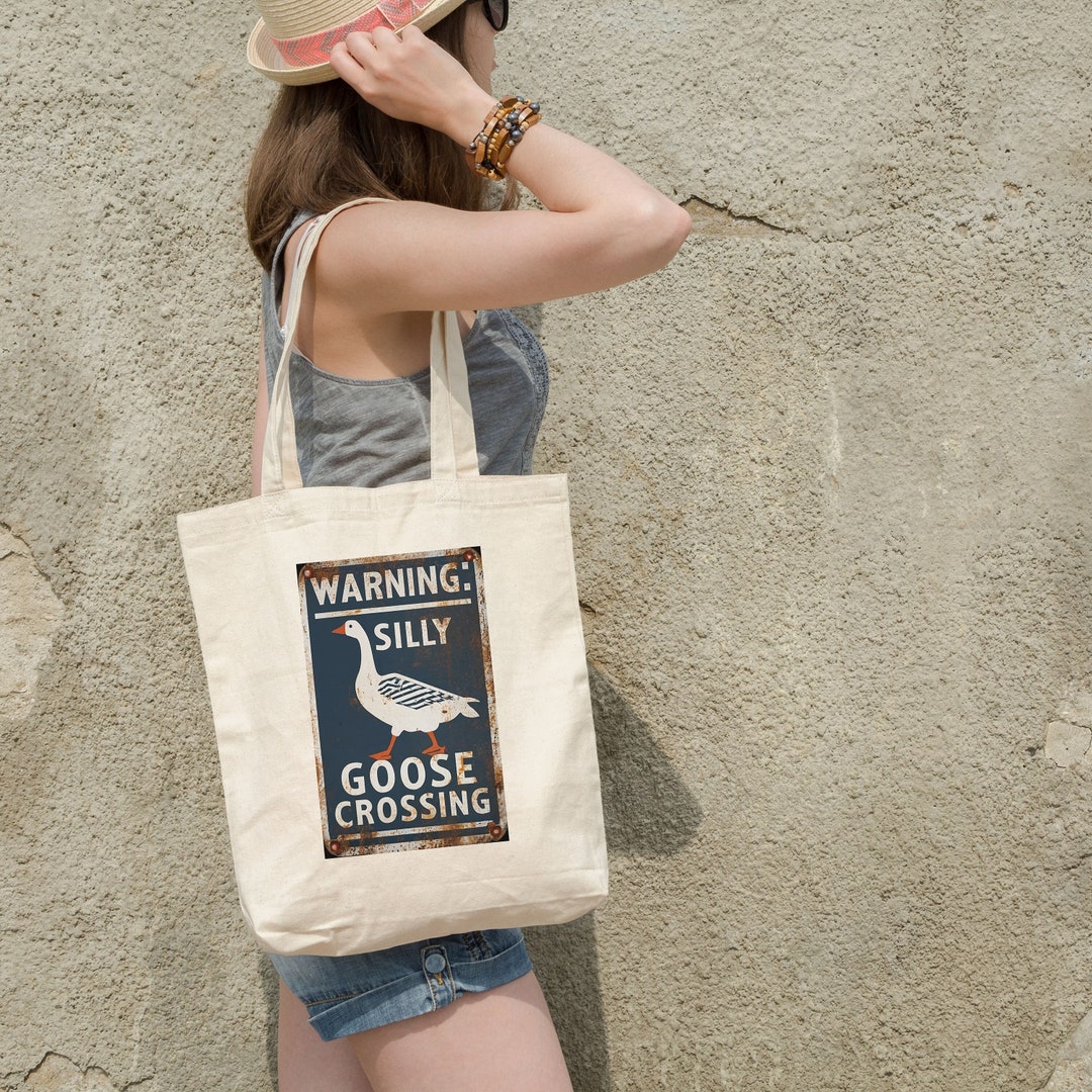 Silly Goose Tote Bag, Silly Goose Crossing Tote Bag, Funny Book Bag ...