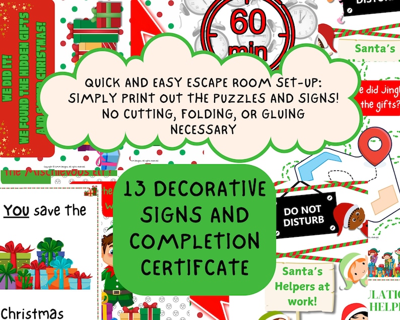 Christmas Escape Rooms for Kids, Holiday Escape Room Ages 6 to 8, DIY ...