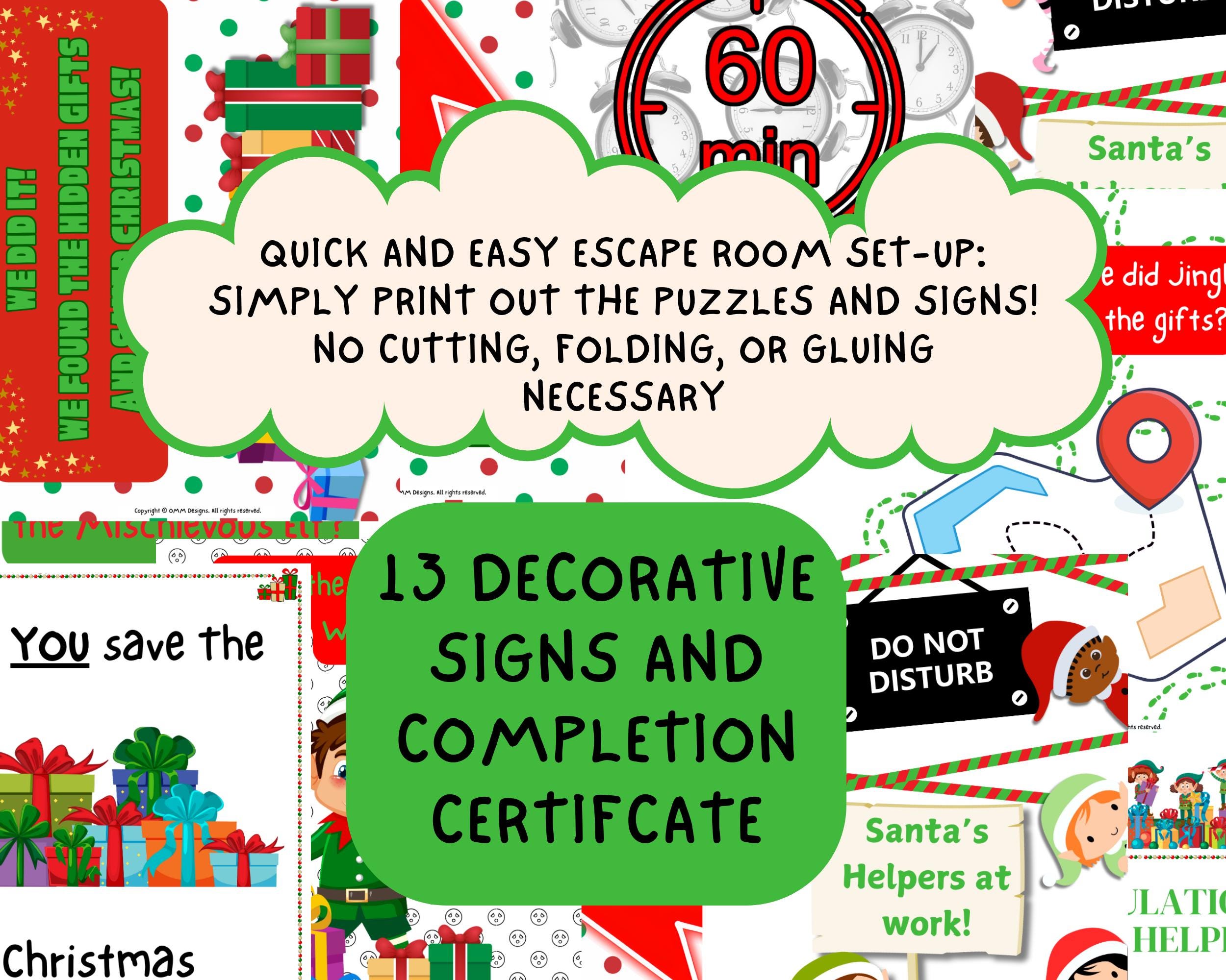 Christmas Escape Rooms for Kids, Holiday Escape Room Ages 6 to 8, DIY ...