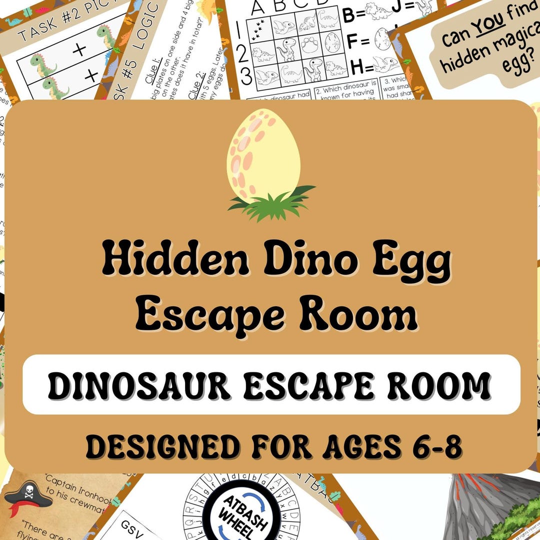 Dinosaur Escape Room for Ages 6-8, T-rex Birthday Game, Jurassic ...