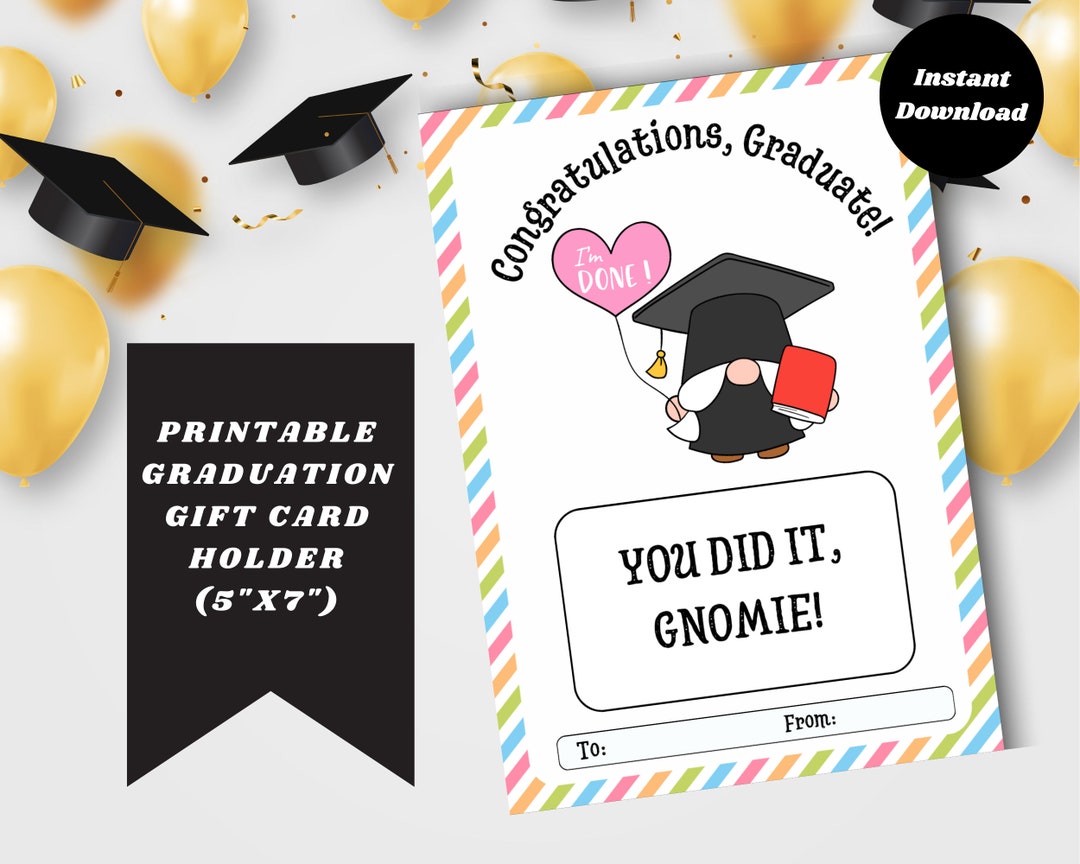 Printable Graduation Gift Card Holder, Doctoral Graduation Gift ...