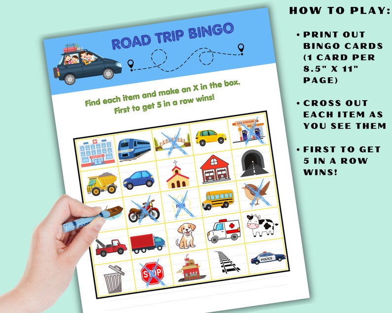 Kids Road Trip Bingo, Car Scavenger Hunt, Car Trip Games for Kids, Fun ...