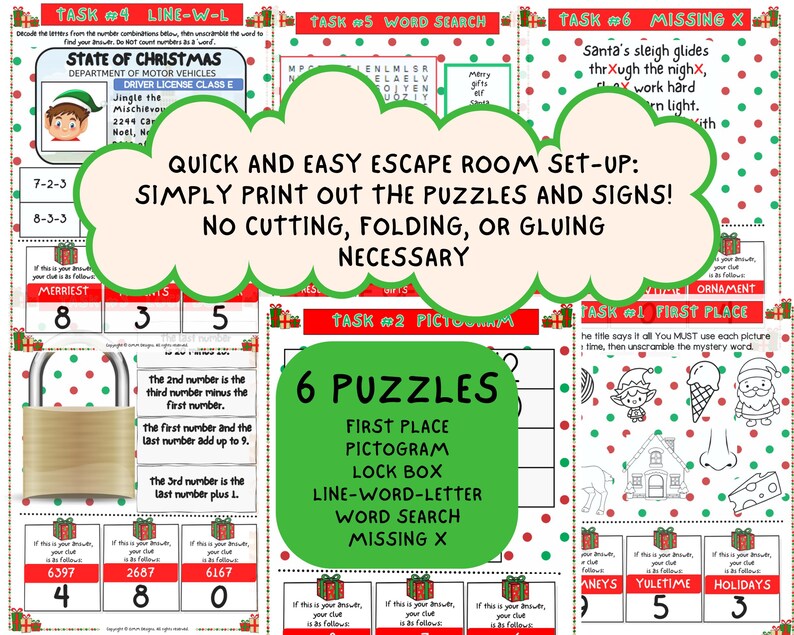 Christmas Escape Rooms for Kids, Holiday Escape Room Ages 6 to 8, DIY ...