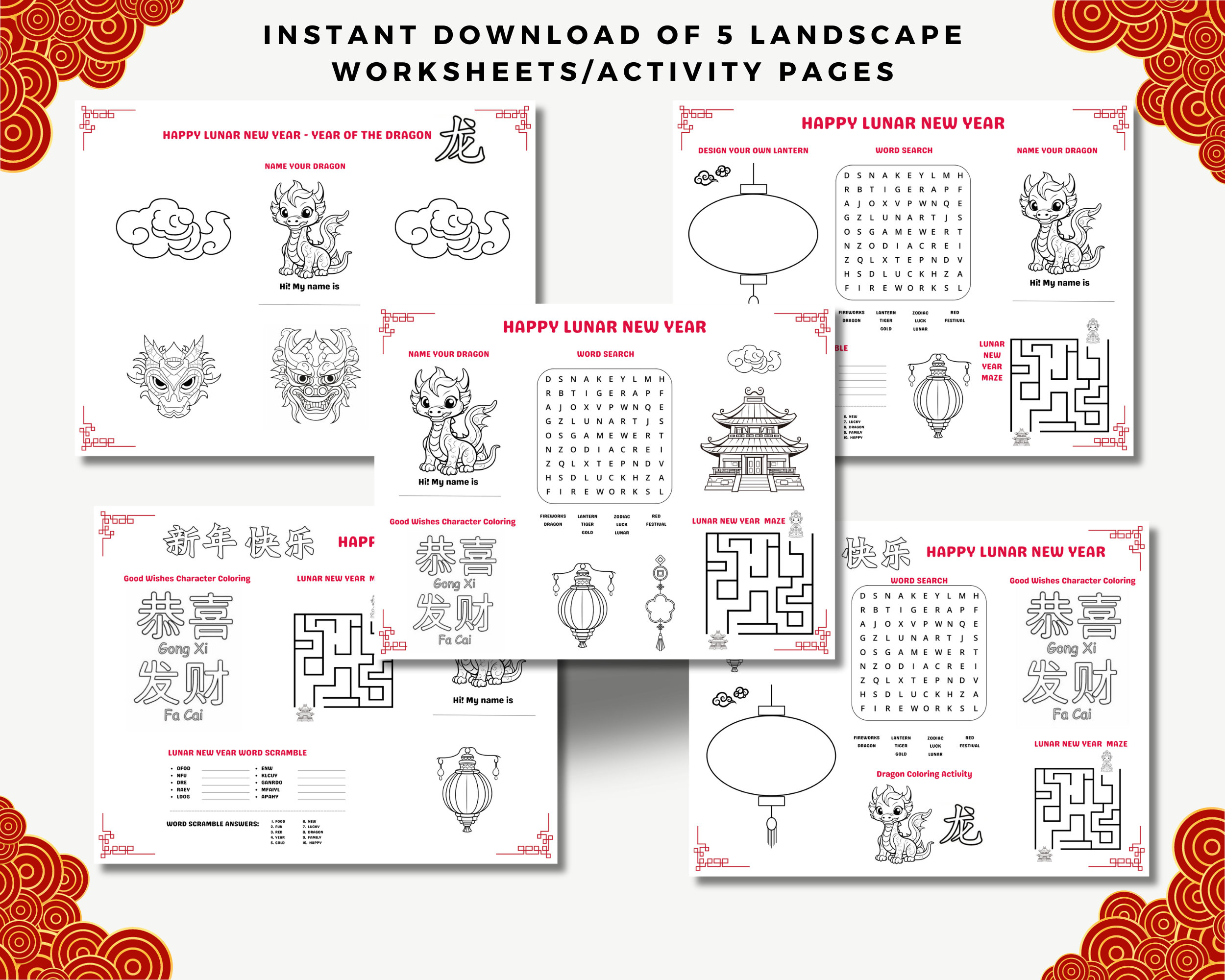 Printable Lunar New Year Activity Sheet, Chinese New Year Placemat ...