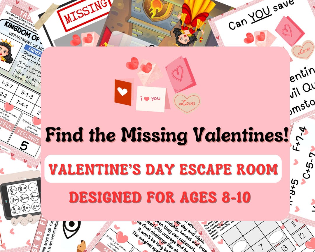 Valentines Day Escape Room for Kids Under 10, Valentine Day Activity ...