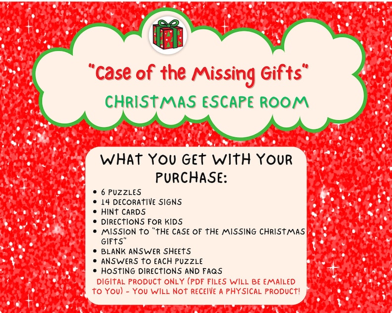 Christmas Escape Rooms for Kids, Holiday Escape Room Ages 6 to 8, DIY ...