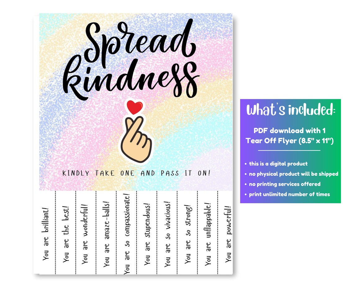 Compliment Cards, Random Acts of Kindness, Spread Kindness, Tearoff ...