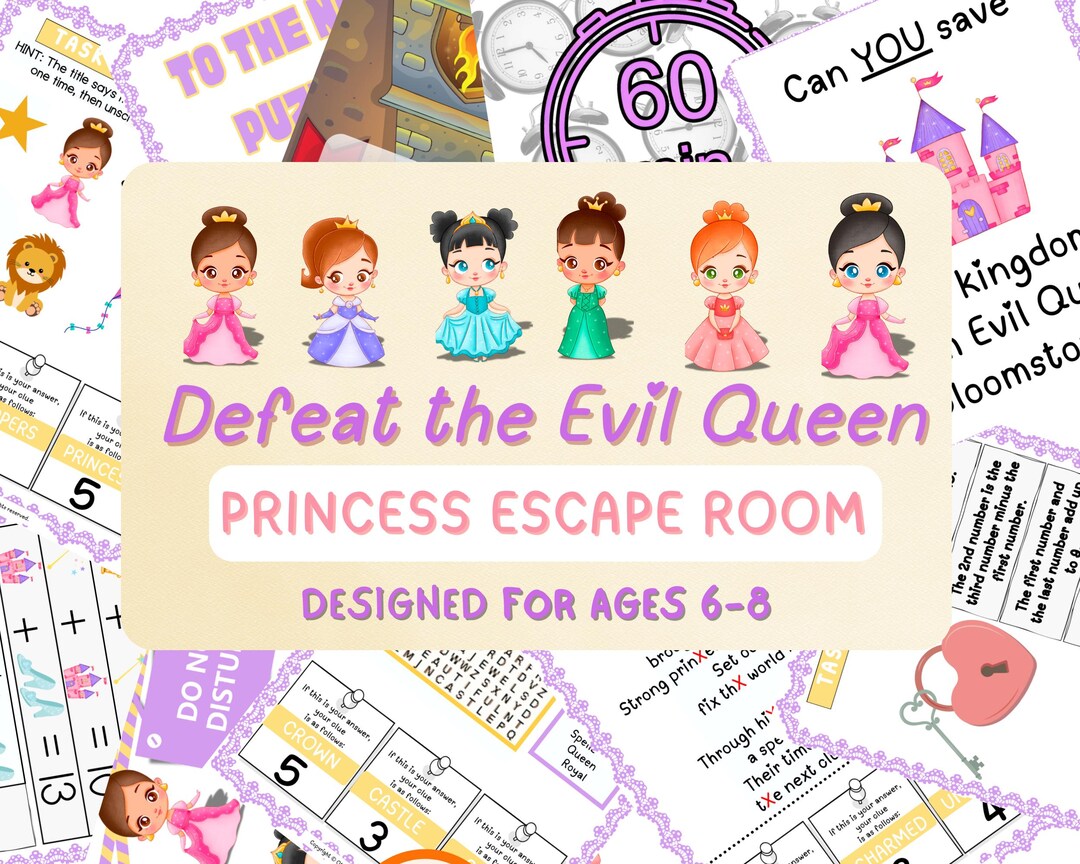 Printable Princess Escape Room for Girls, DIY Escape Room Kit, Princess ...