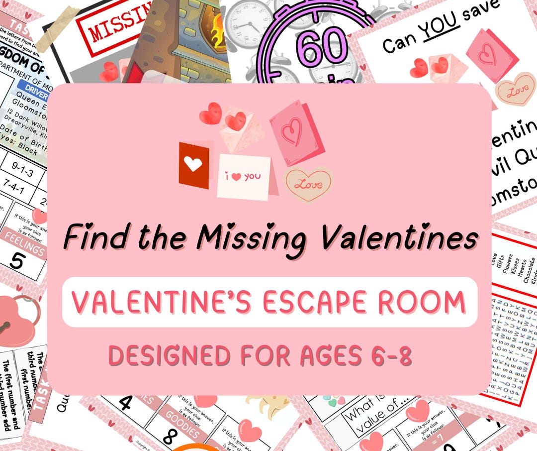 Valentines Day Escape Room for Kindergarten and 1st Grade, Valentine's ...