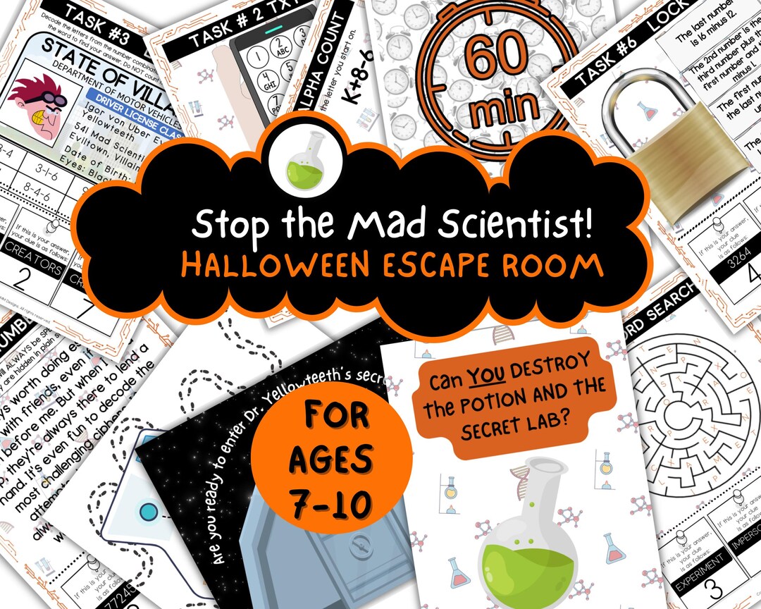 Halloween Escape Room Printable for Kids, Halloween Escape Room Class ...